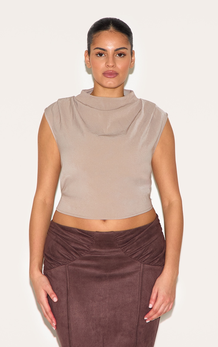 Plus Mushroom Woven Pleated Boxy Top | Plus Size | PrettyLittleThing