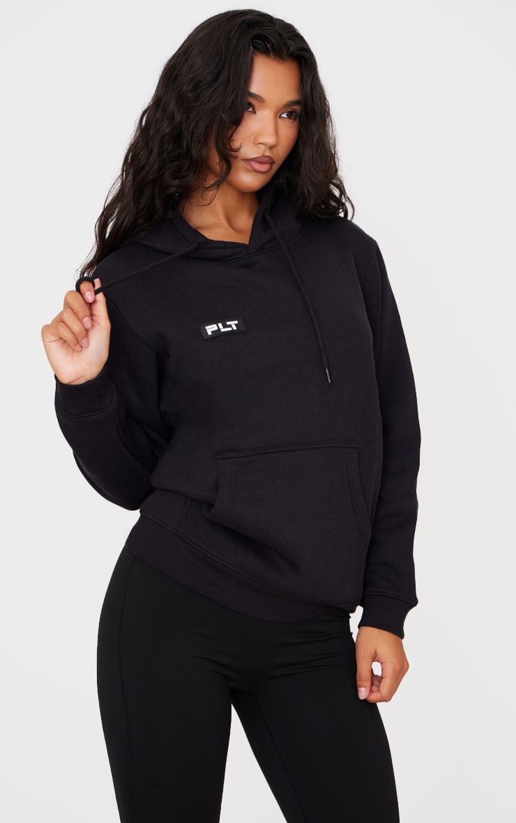 PLT Logo Black Badge Detail Oversized Fit Hoodie | Athleisure | PLT USA