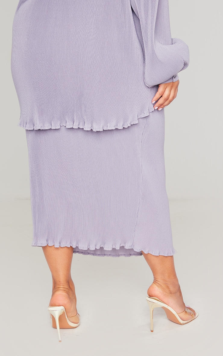 Plus Light Grey Plisse Midi Skirt | Plus Size | PrettyLittleThing USA