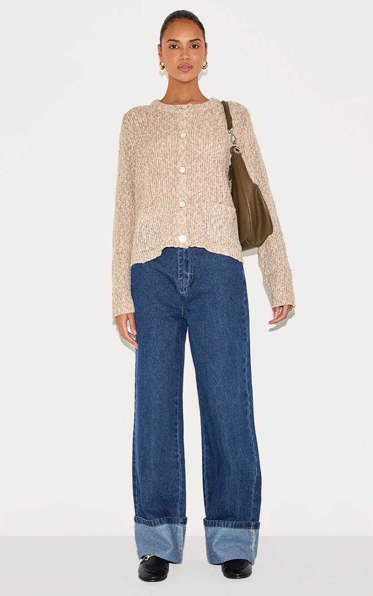 Mocha Marl Textured Bobble Knit Pocket Cardigan | Knitwear ...