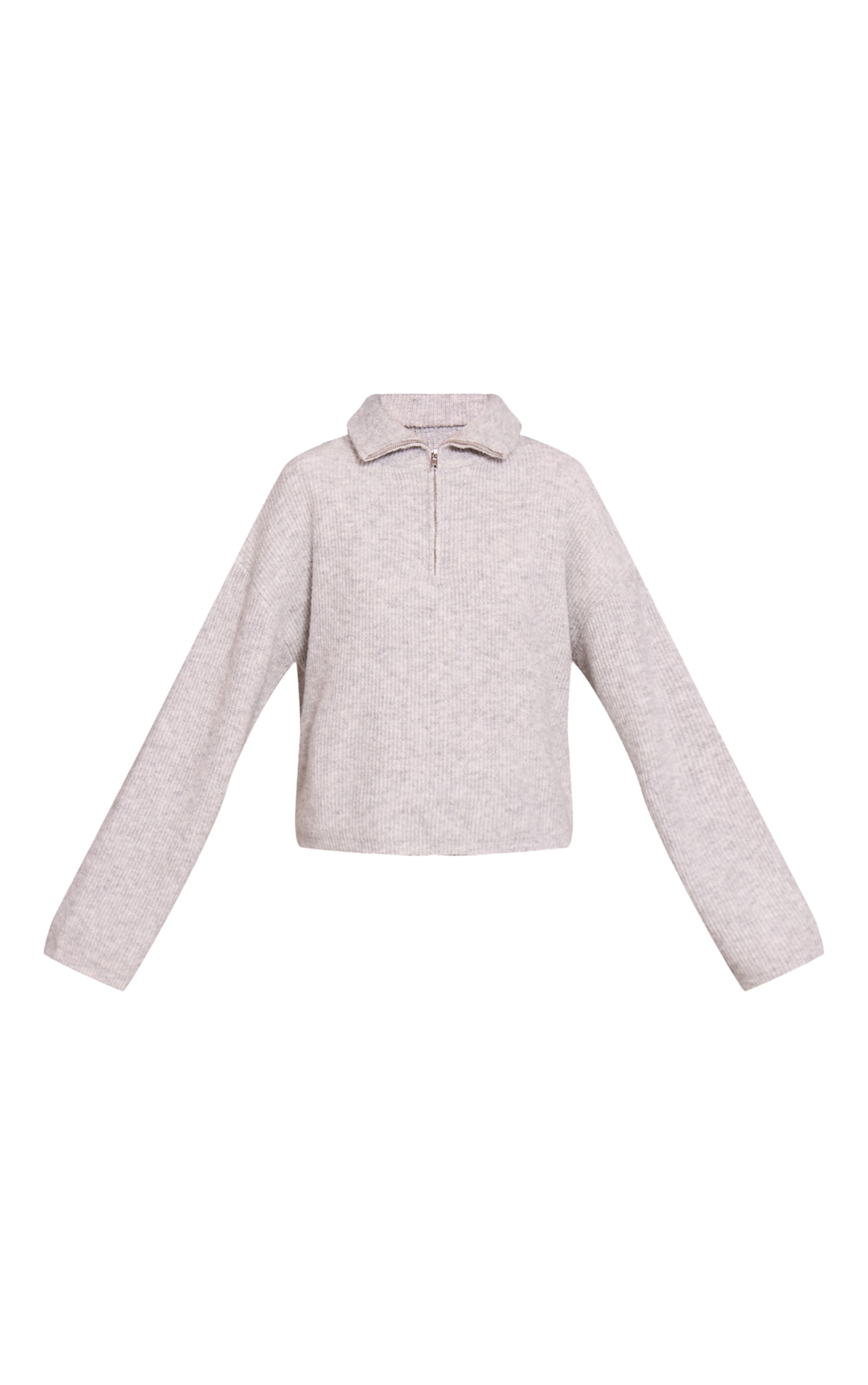 Grey Half Zip Soft Knit Sweater | Knitwear | PrettyLittleThing USA