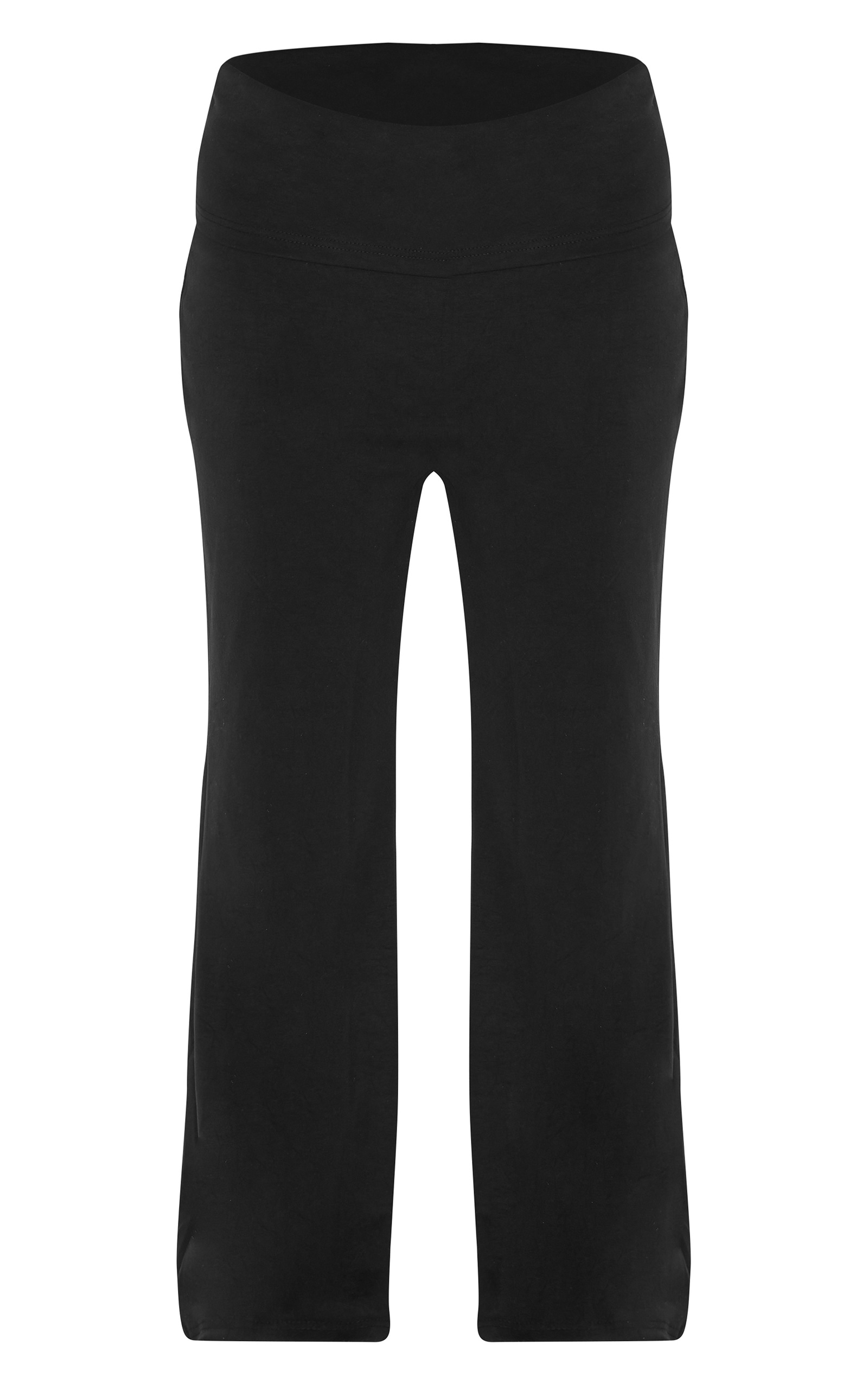 Plus Black Modal Fold Over Flares | Plus Size | PLT