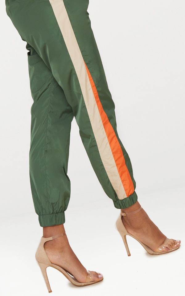 Khaki Stripe Shell Suit Jogger | Trousers | PLT