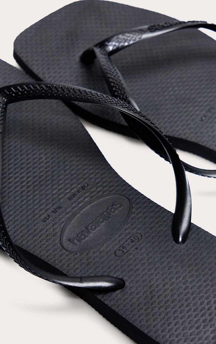 Black Havaianas Slim Square Flip Flops | Footwear | PLT