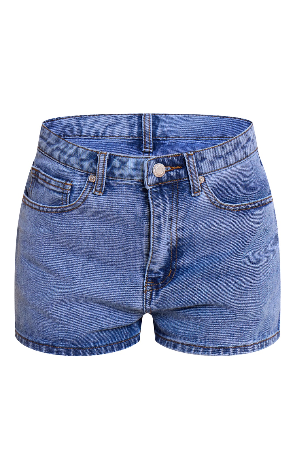 Petite Mid Blue Wash High Waisted Basic Shorts | Petite | PLT USA