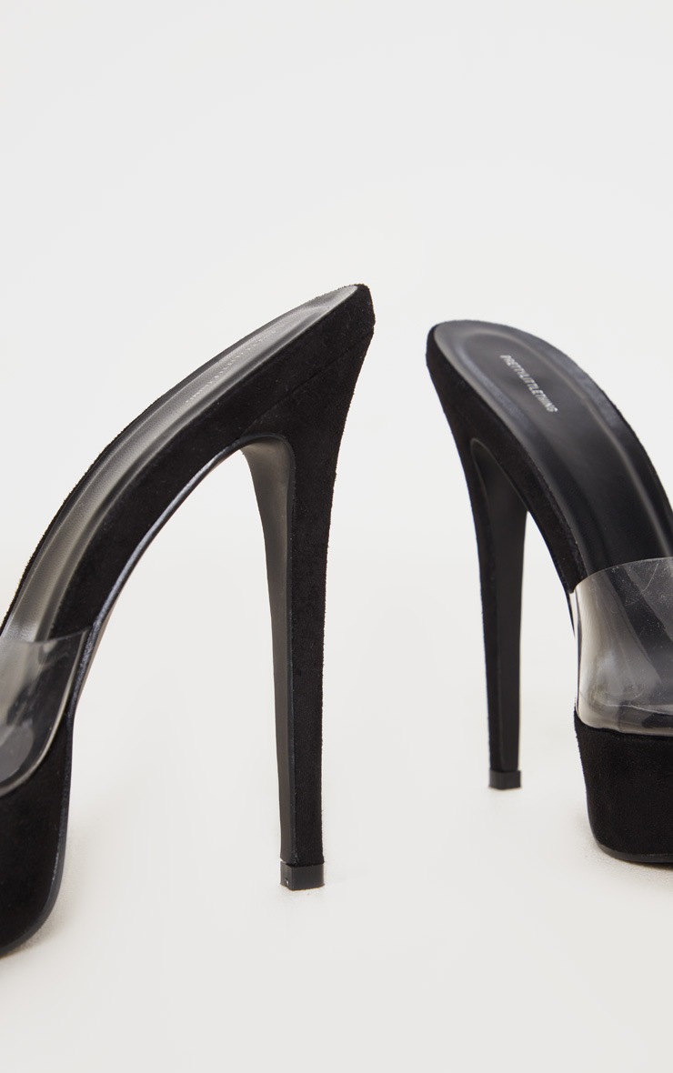 Black High Platform Clear Mule Sandals | Footwear | PLT