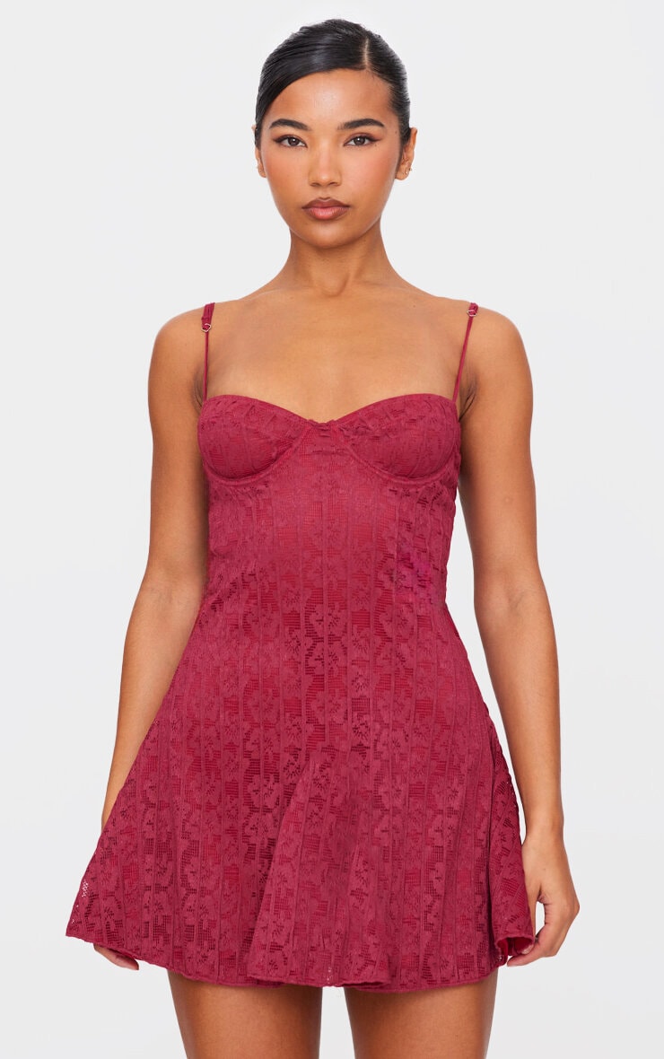 Cherry Red Lace Mini Shift Dress | Dresses | PLT