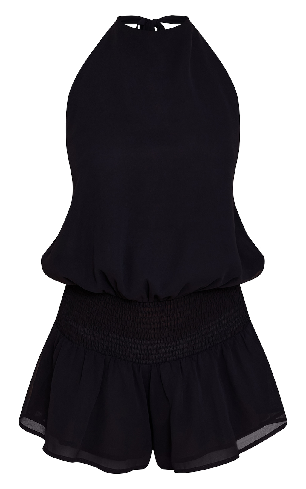 Black Chiffon Halterneck Playsuit | Dresses | PLT