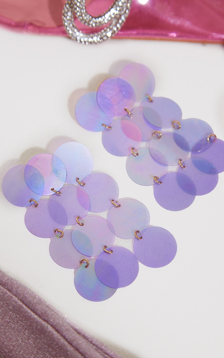 Lilac Sequin Statement Earrings | Accessories | PLT