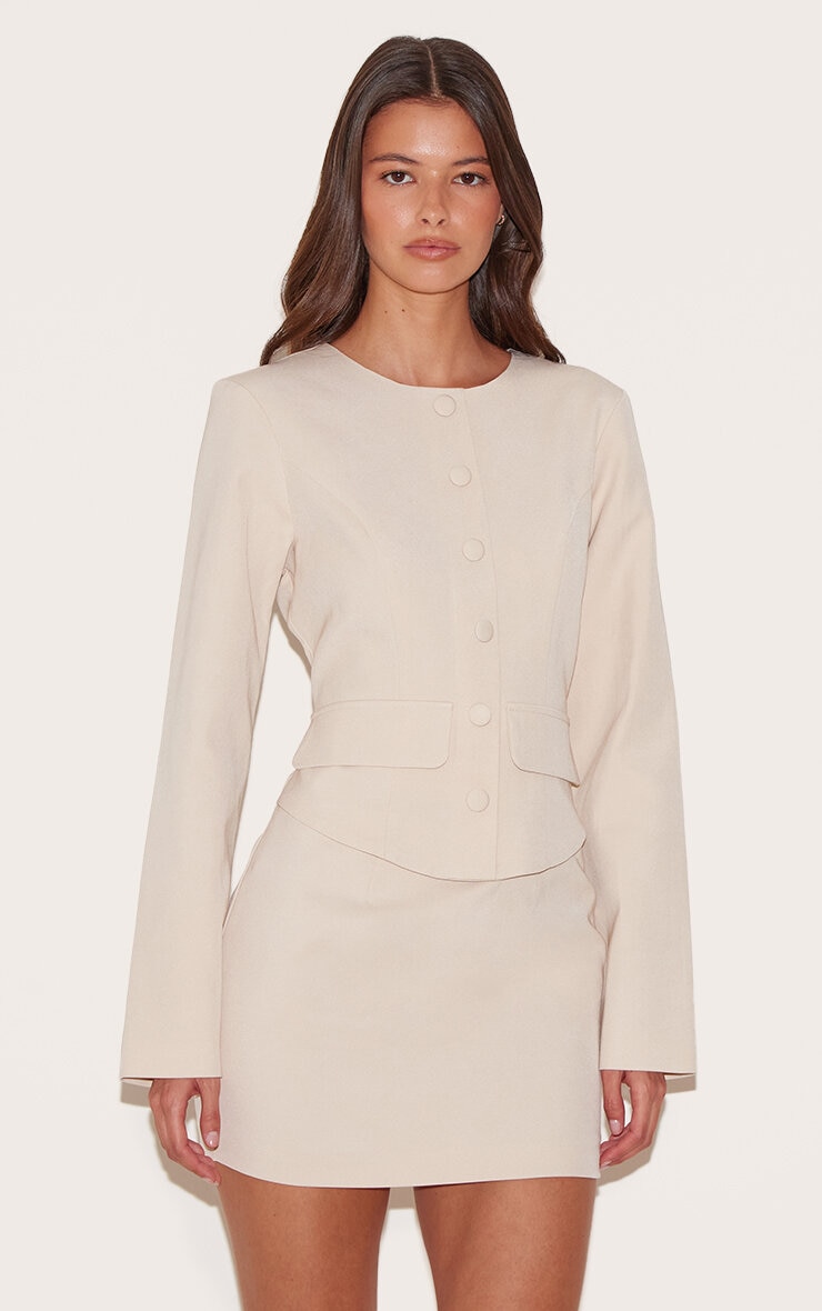 Almond Woven Tailored Button Detail Mini Dress | Dresses ...