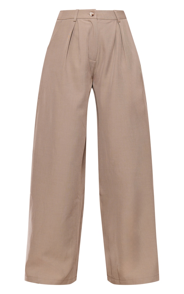 Taupe Woven Tailored Wide Leg Pleated Pants | Co-ords ...