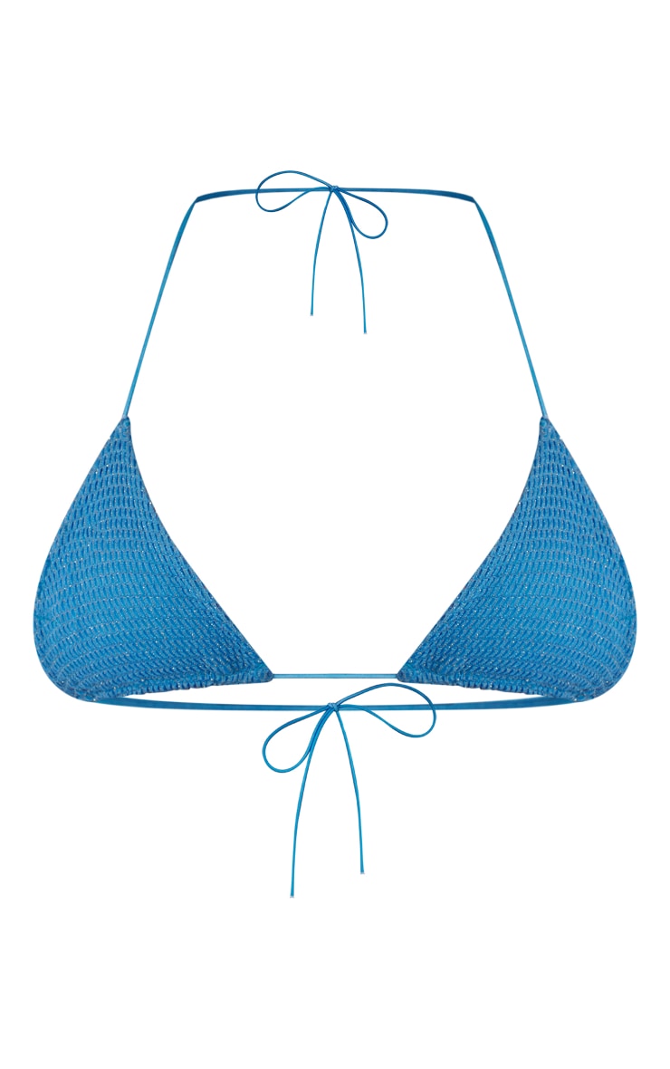Blue Glitter Net Triangle Bikini Top | Swimwear | PLT IRE
