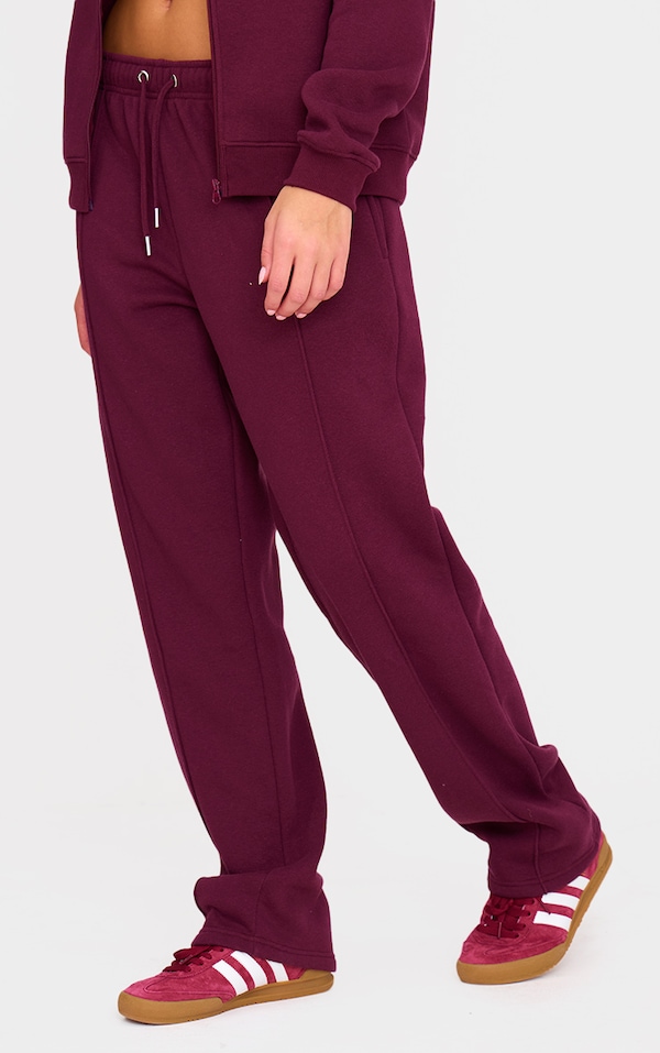 Burgundy Seam Detail Wide Leg Sweatpants | Athleisure ...