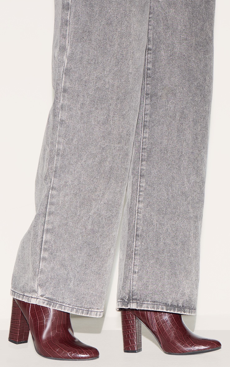 Burgundy Croc PU Block Heel Ankle Boots | Footwear | PrettyLittleThing