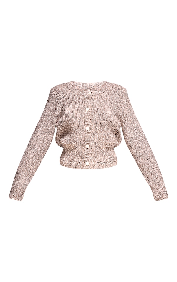 Mocha Marl Textured Bobble Knit Pocket Cardigan | Knitwear ...