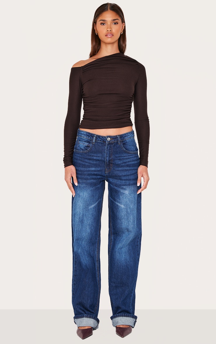 Chocolate Soft Touch Asymmetric Long Sleeve Top | Tops ...