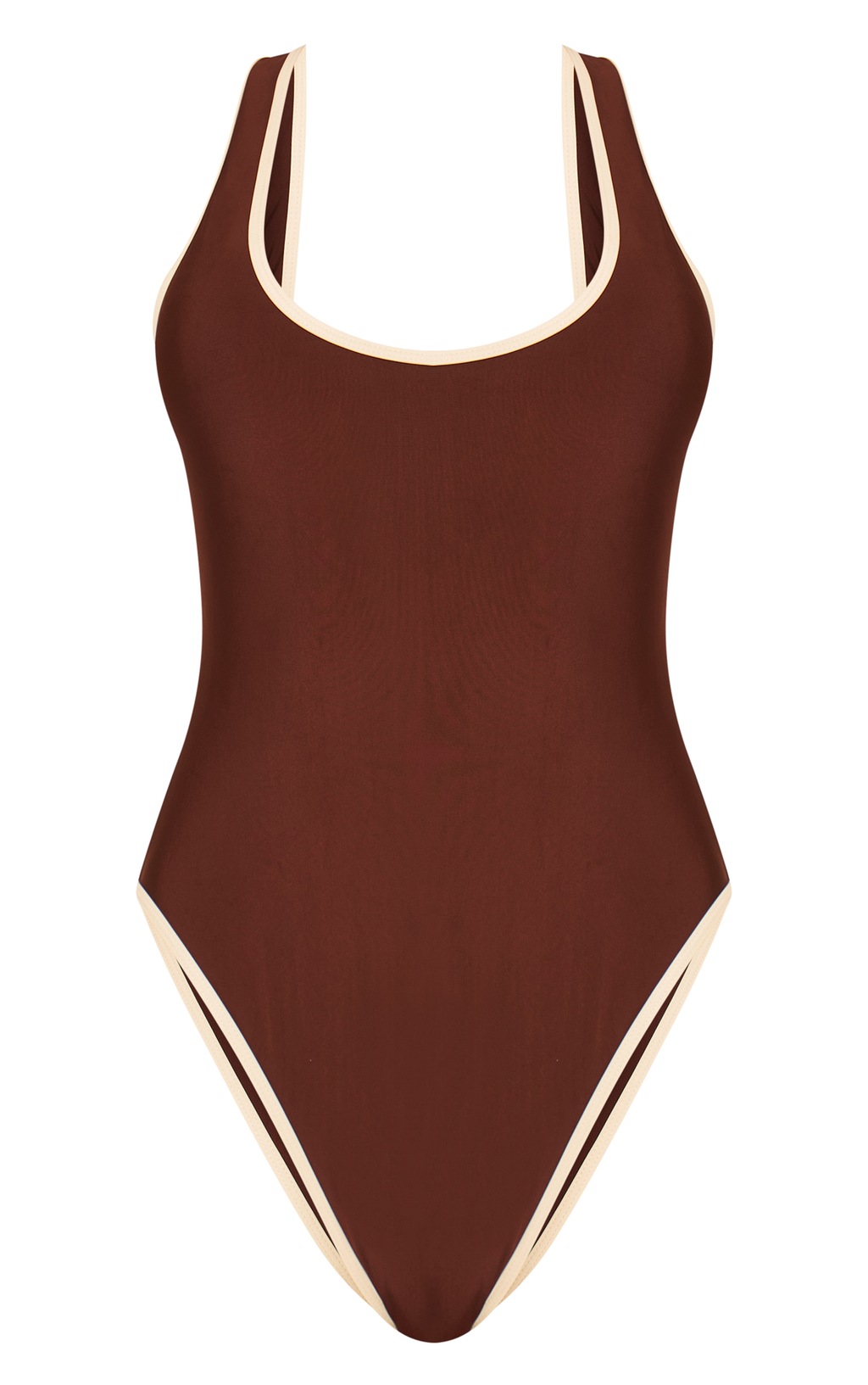 Chocolate Contrast Binding Scoop Back Swimsuit | Swimwear ...
