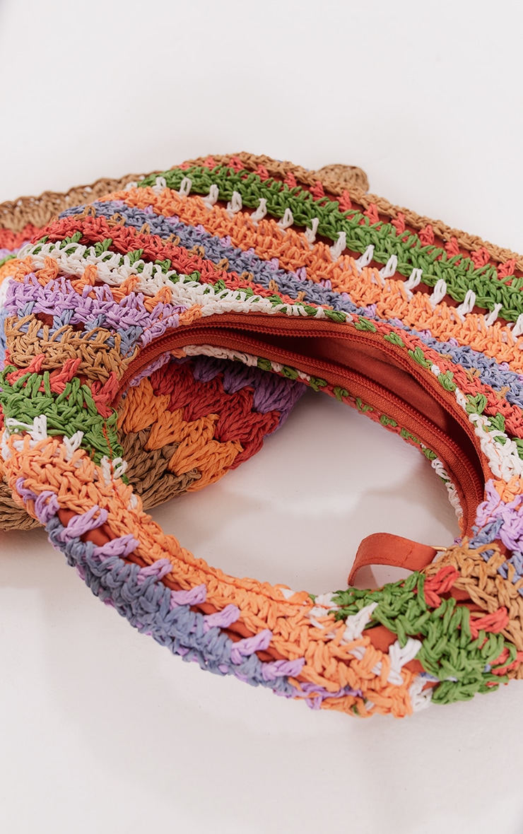 Multi Stripe Raffia Woven Thick Weave Handbag | PrettyLittleThing USA