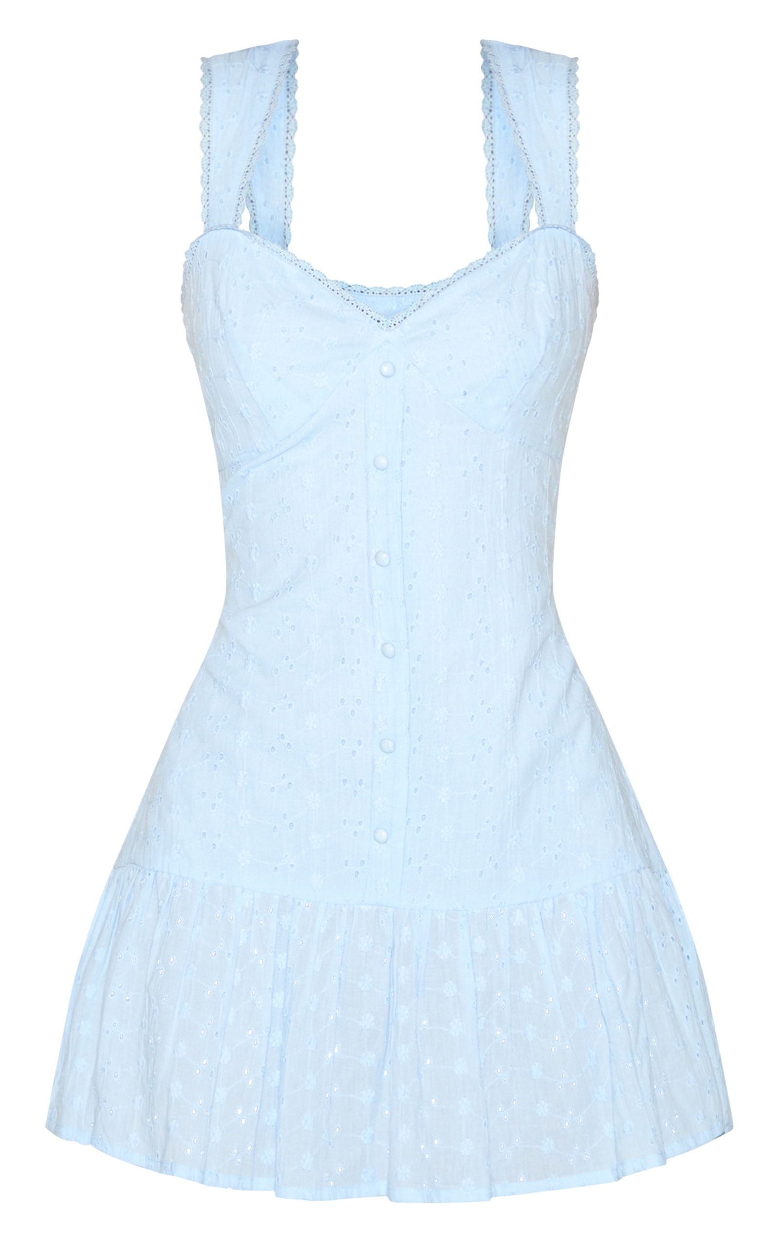 Pale Blue Embroidered Down Sleeveless Shift Dress | Dresses | PLT