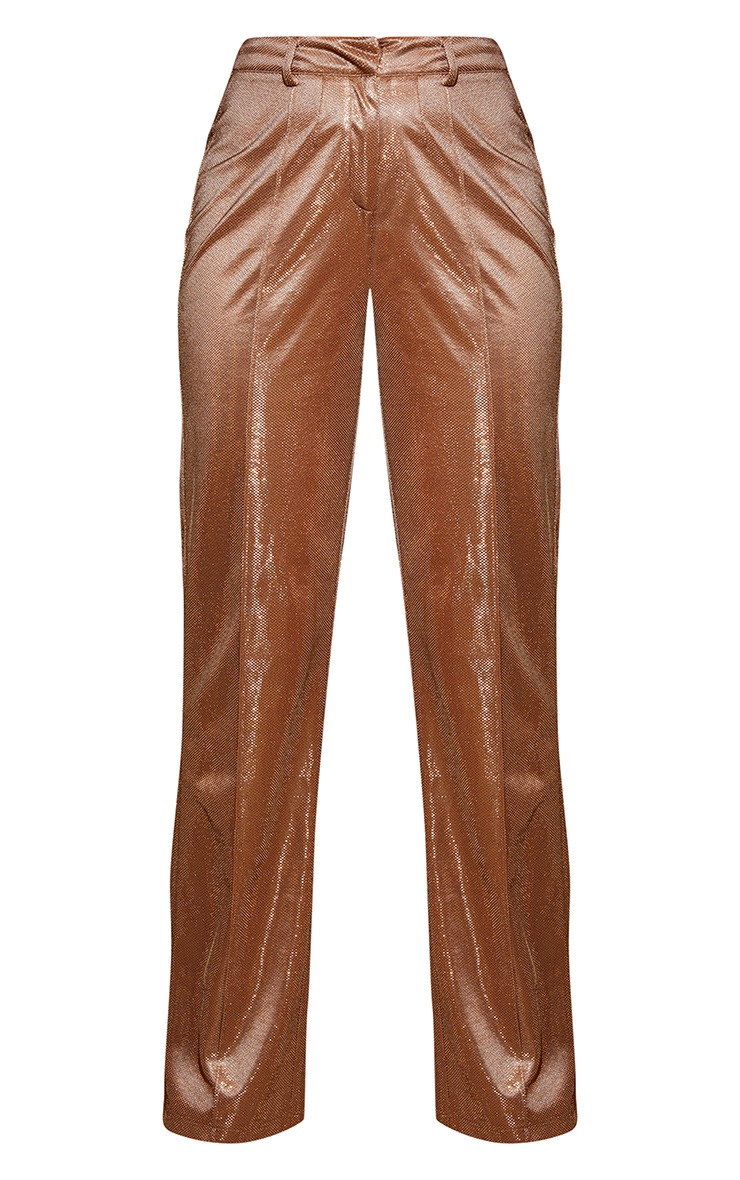 Copper Metallic Wide Leg Pants | Co-ords | PLT USA