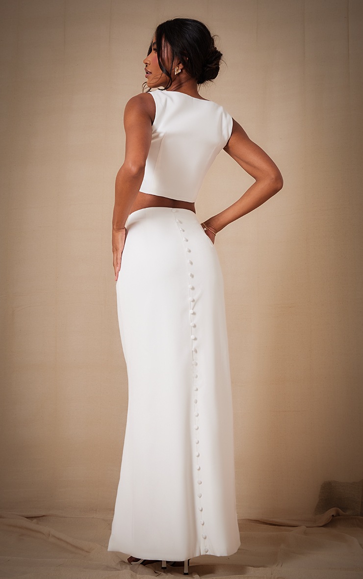 Premium White Woven Square Neck Cropped Waistcoat | Co-ords ...