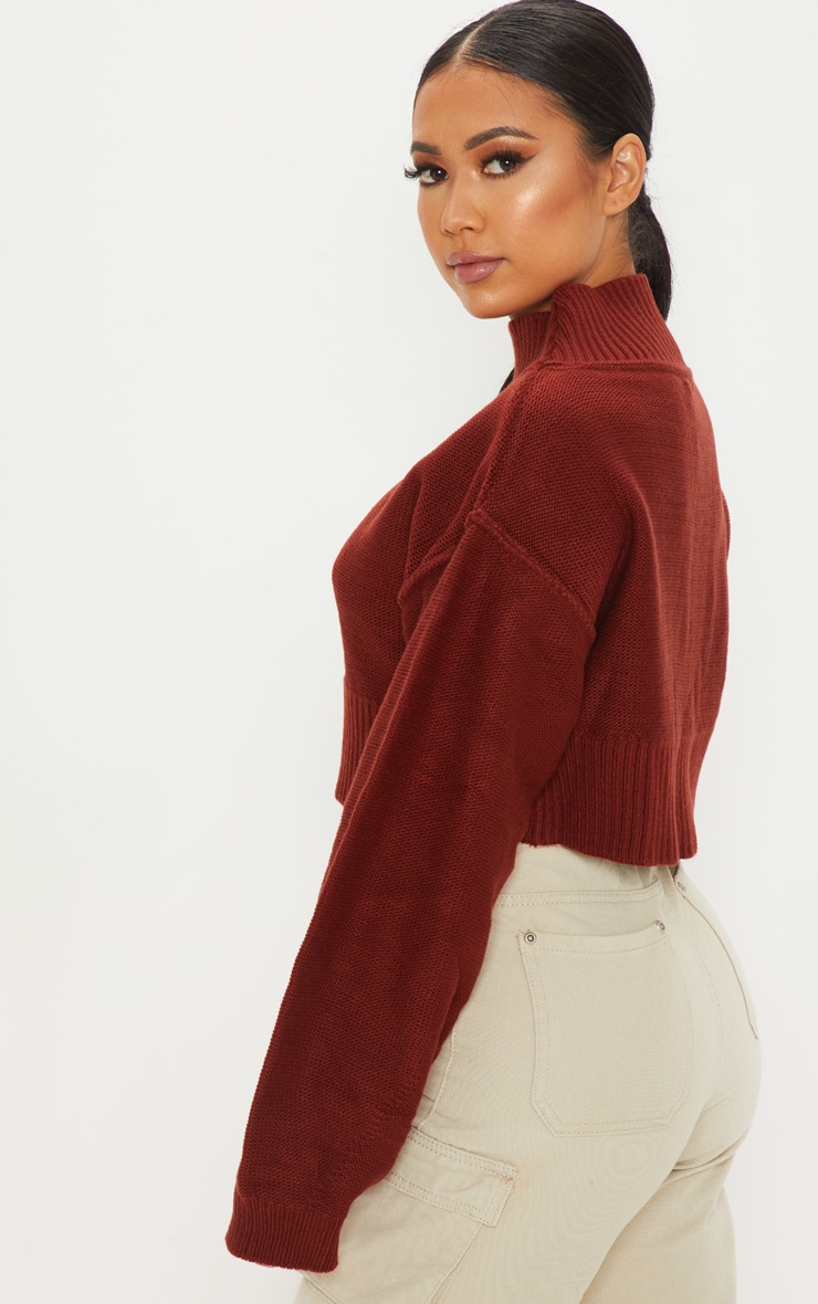Petite Rust Cropped Jumper | Petite | PrettyLittleThing AUS