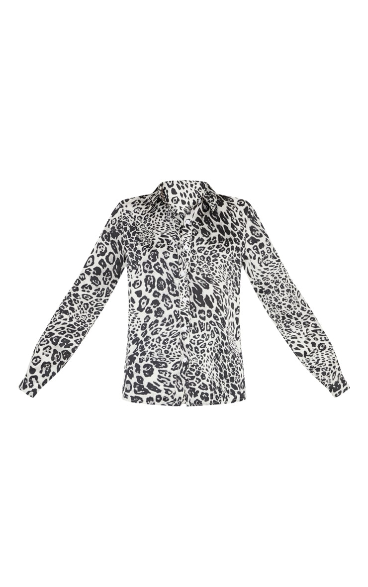 Grey Leopard Shirt | Tops | PrettyLittleThing USA