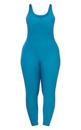 Shape Steel Blue Ribbed Scoop Neck Jumpsuit | PrettyLittleThing