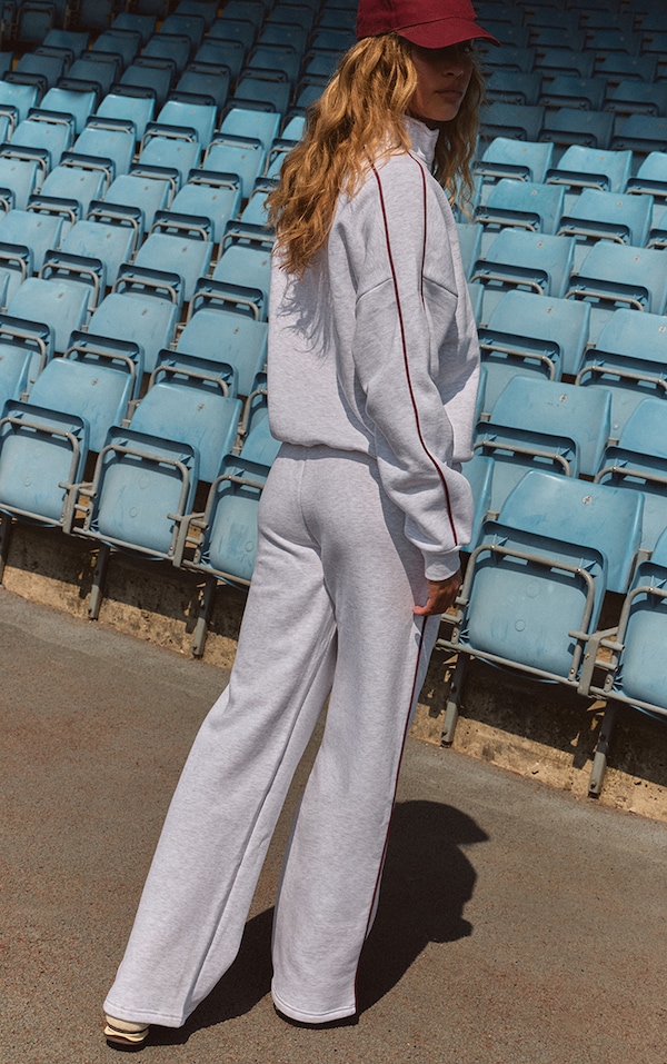 Ash Grey PLT Contrast Binding Sweatpants | Athleisure ...