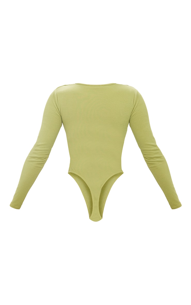 Body vert olive à découpe poitrine et manches longues ...