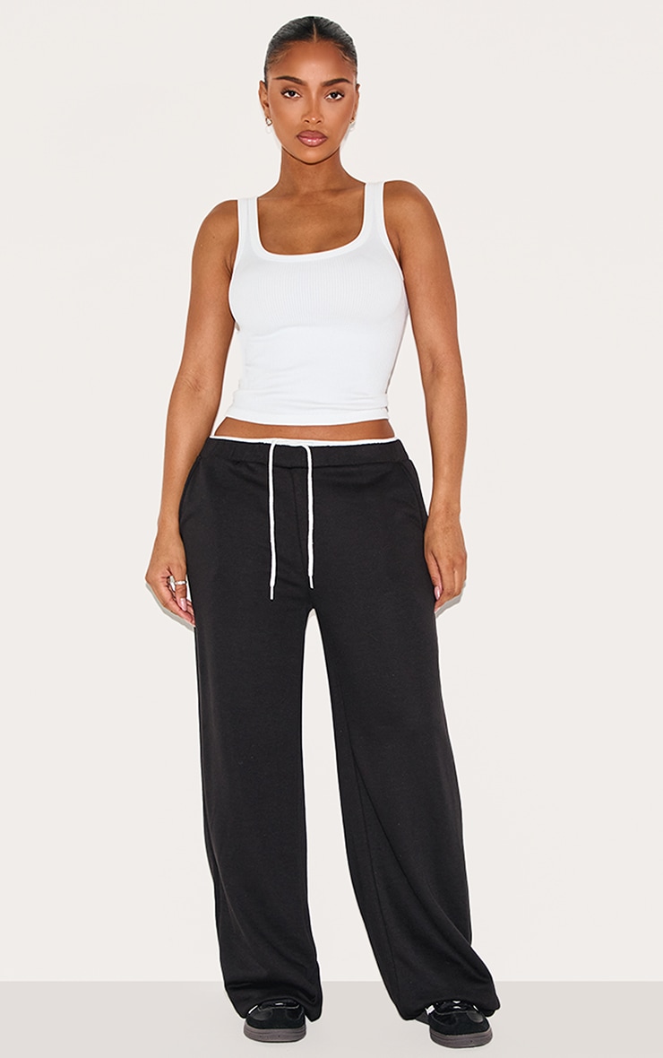 Shape Black Highwaisted Contrast Double Band Joggers | Shape ...