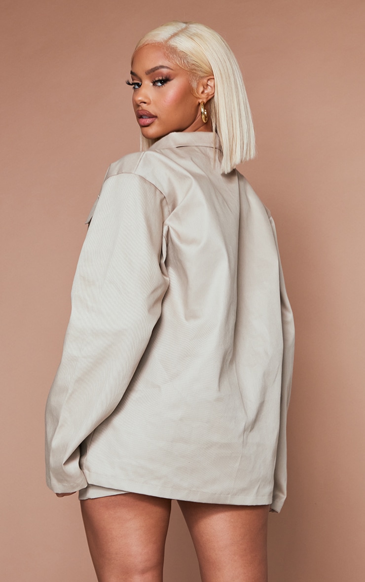 Stone Twill Oversized Zip Up Jacket | Co-Ords | PrettyLittleThing AUS
