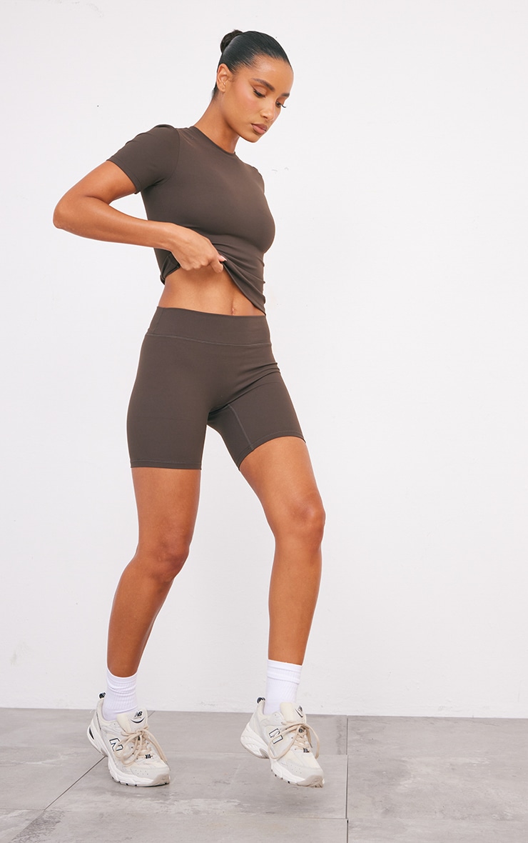 Espresso Sculpt Longline Short Sleeve Gym Top | Athleisure ...