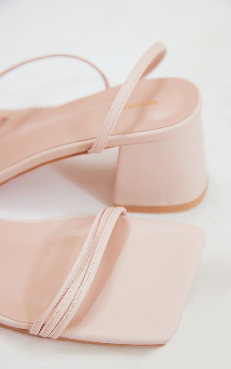 Nude PU Stitch Square Toe Heeled Sandals | Footwear | PrettyLittleThing UAE