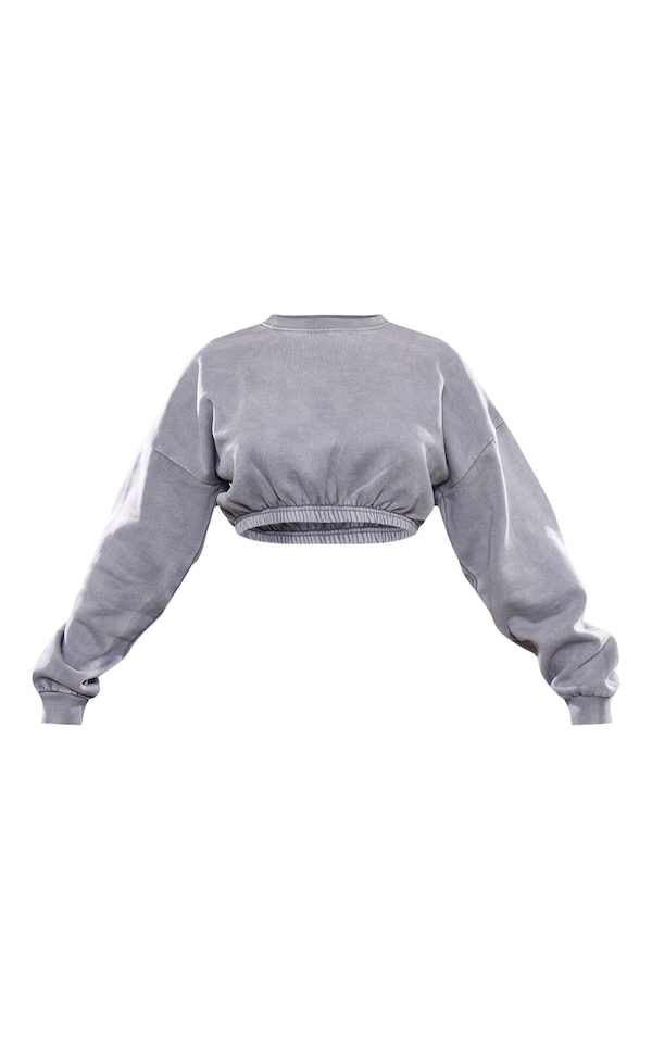 Charcoal Washed Oversized Cinched Crop Sweat Top | Sweat ...