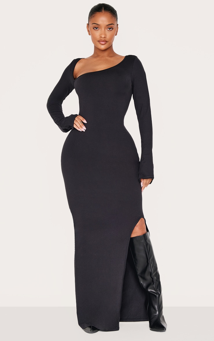 Shape Black Sculpt Asymmetric Neck Sleeve Dress | Shape ...