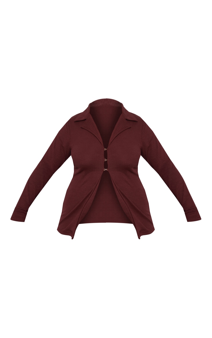 Plus Chocolate Thick Rib Hook And Eye Long Top | Plus Size ...