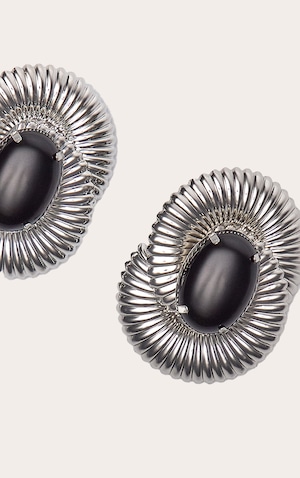 Silver Rib Oversized Gem Statement Stud Earrings | Accessories ...