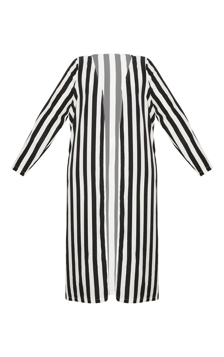 Plus Black Striped Longline Duster Jacket | Plus Size ...