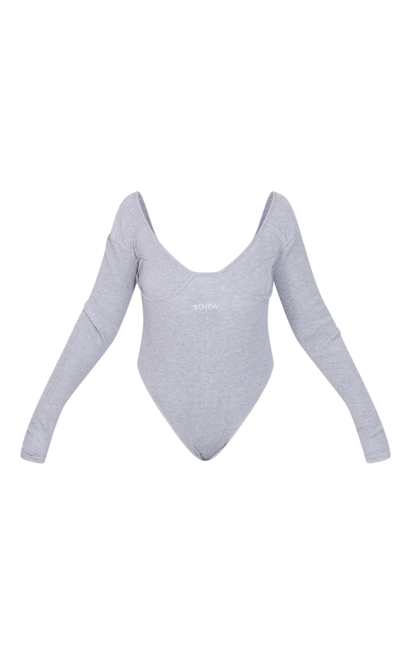 Renew Body Gris En Maille Côtelée Épaisse Et Détail Corset | Tops | PLT FR