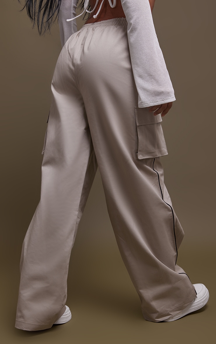 Stone Twill Pocket Piping Detail Woven Joggers | PrettyLittleThing