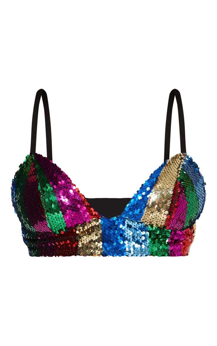 Multi Rainbow Sequin Bralette | Tops | PrettyLittleThing USA