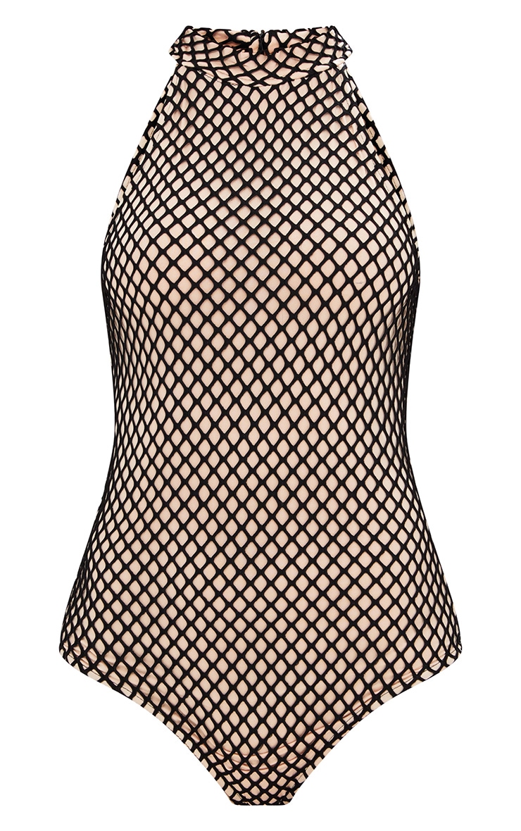 Black High Neck Fishnet Bodysuit. Tops | PrettyLittleThing