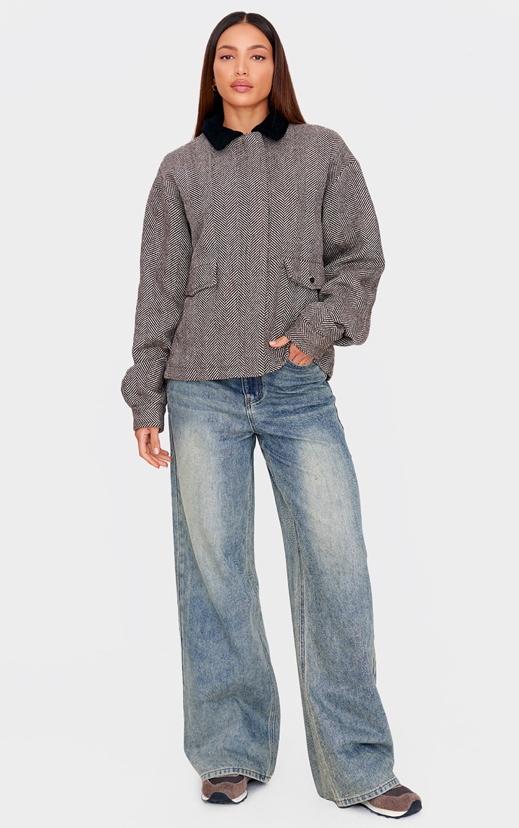 Tall Monochrome Herringbone Contrast Collar Jacket | Tall | PLT USA