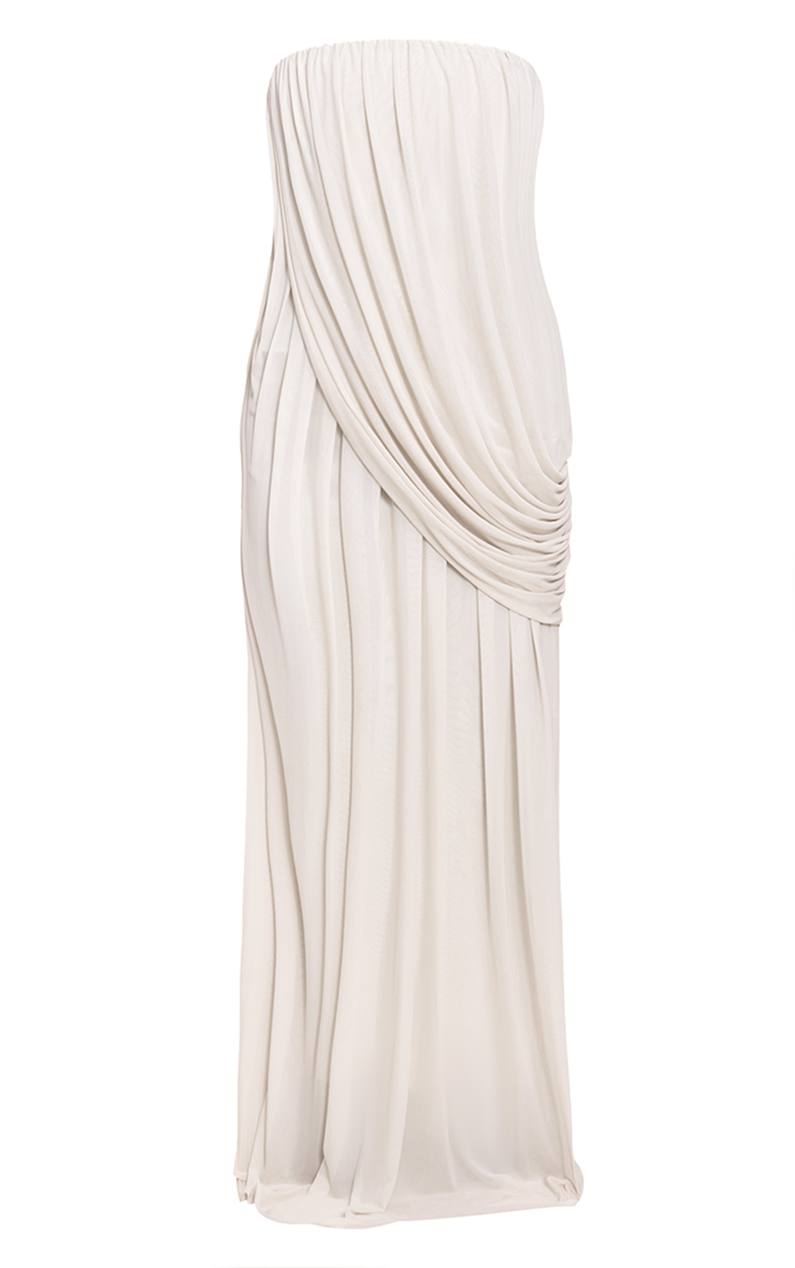 PLT Label Cream Mesh Drape Bandeau Maxi Dress | Dresses | PLT