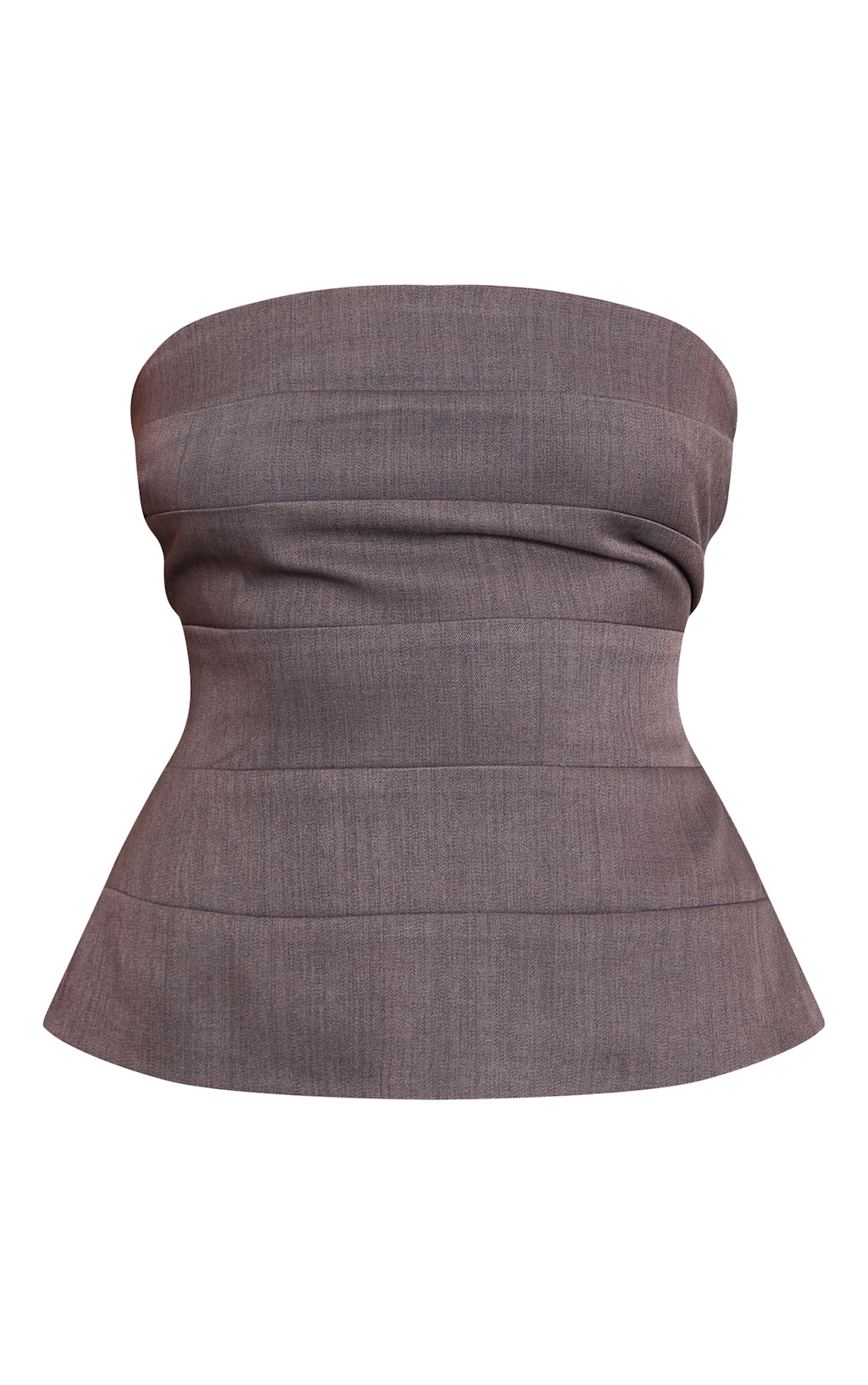 Charcoal Blue Woven Panel Detail Bandeau Top | Tops | PLT