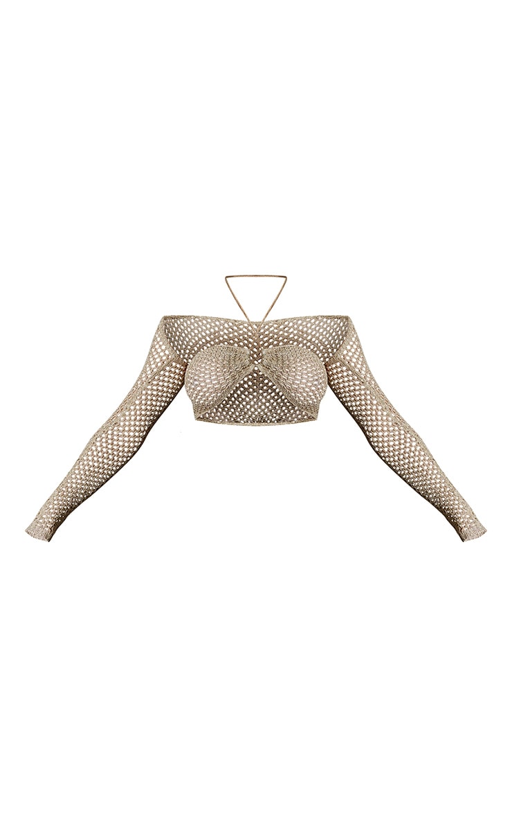 Gold Glitter Knit Cross Front Bralet & Sleeves | PrettyLittleThing USA