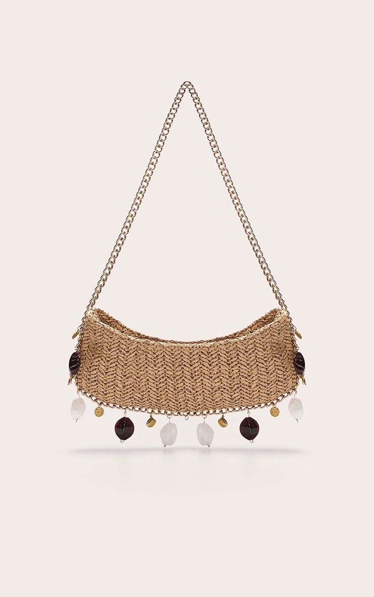 Gold Raffia Charm Slim Shoulder Bag | Accessories | PLT