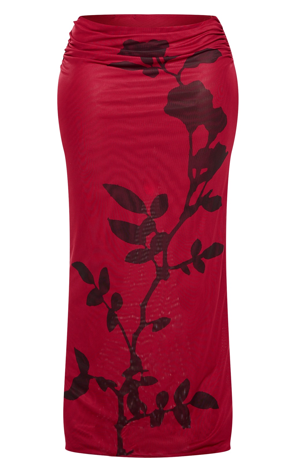 Plus Burgundy Flower Mesh Low Rise Maxi Skirt Plus Size Prettylittlething Usa