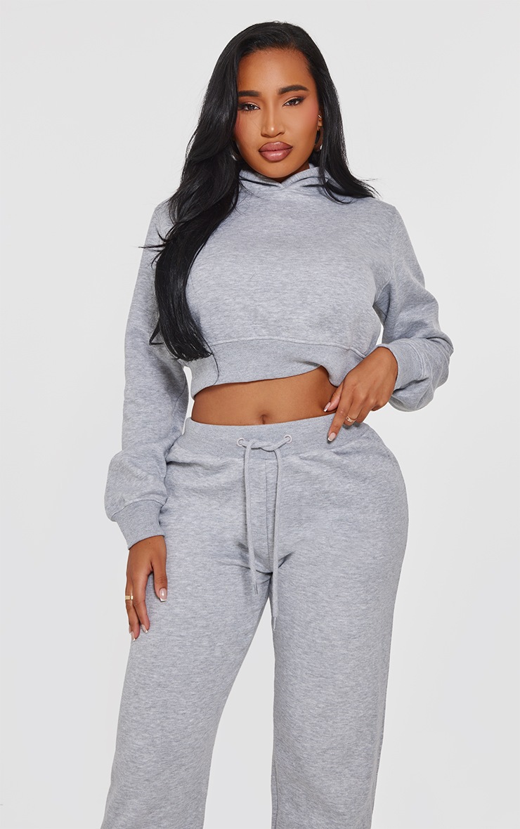 PLT Shape Grey Marl Back Cinched Waist Crop Hoodie | Shape ...